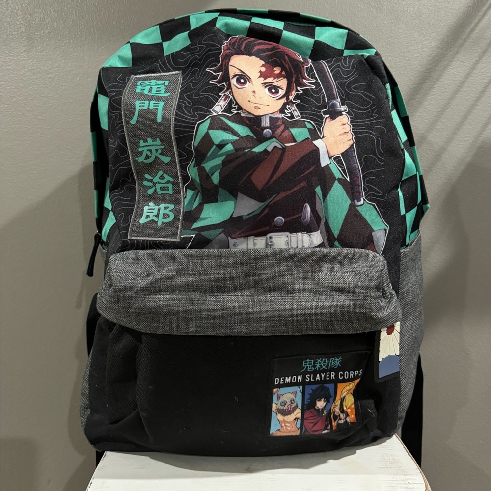 Demon Slayer Tanjiro Checkered Tech Backpack! Laptop … - Gem